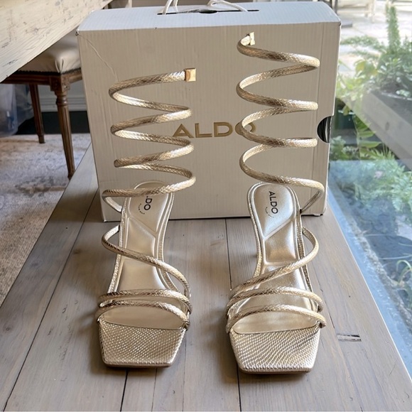 Aldo | Shoes | Aldo Gold Spiral Strap Heels | Poshmark